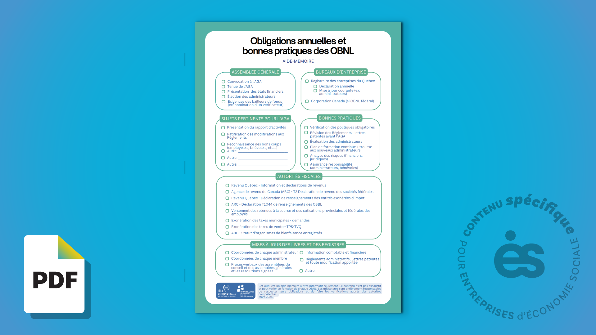 Obligations annuelles et bonnes pratiques OBNL | Pôle d'économie ...